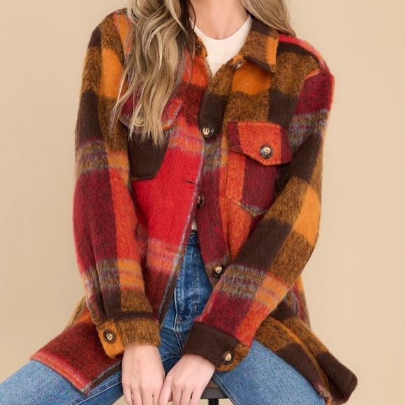 Red Dress Boutique | Jackets & Coats | Mellow Out Chocolate Plaid ...